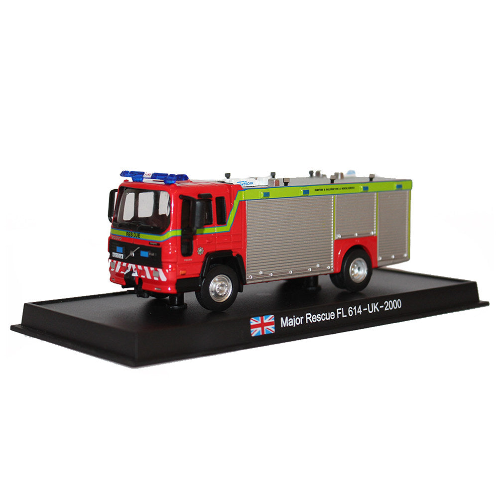 2000 Major Rescue Volvo FL 614 UK Fire Engine 1/64 Scale Diecast Metal ...
